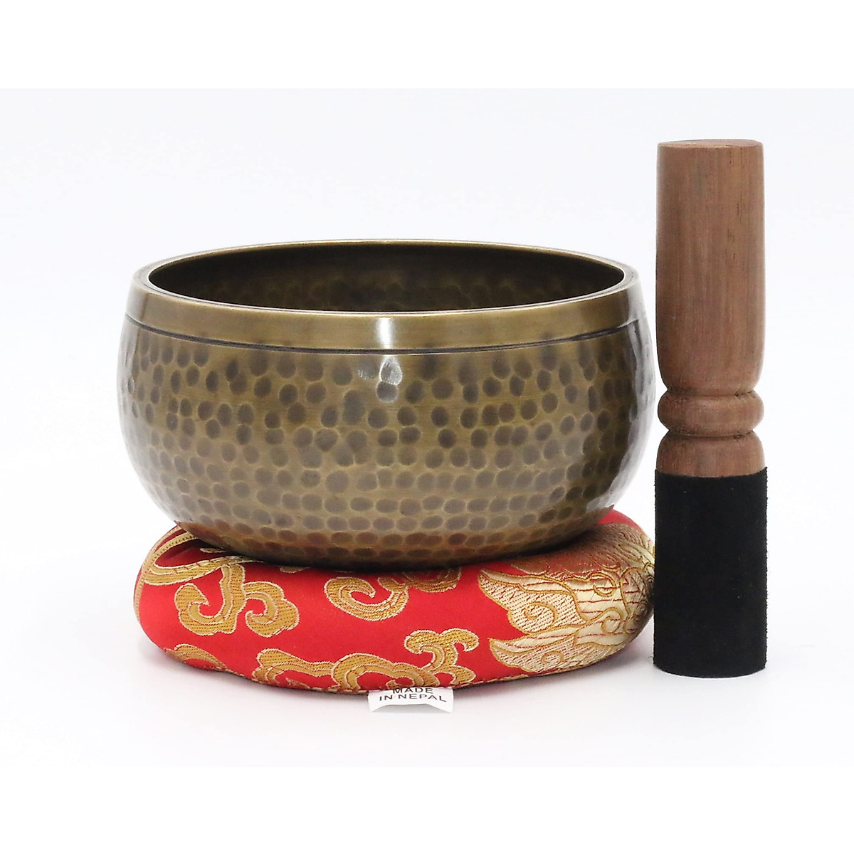 Tibetan Hand Hammered LINGAM Singing Bowl Set- For Meditation, Yoga, Sound Therapy, Spiritual Healing, Prayer, Mind and Body Relaxation