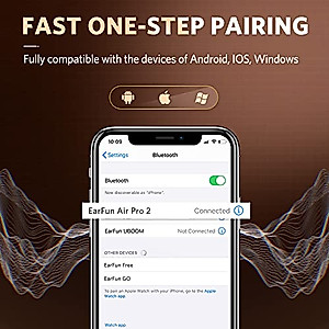 EarFun Wireless Earbuds, Air Pro 2 Hybrid Active Noise Cancelling Wireless Earphones, Bluetooth 5.2 Headphones with 6 Mics Call, in-Ear Detection, Ambient Mode, 34H Playtime Wireless Charging, Black