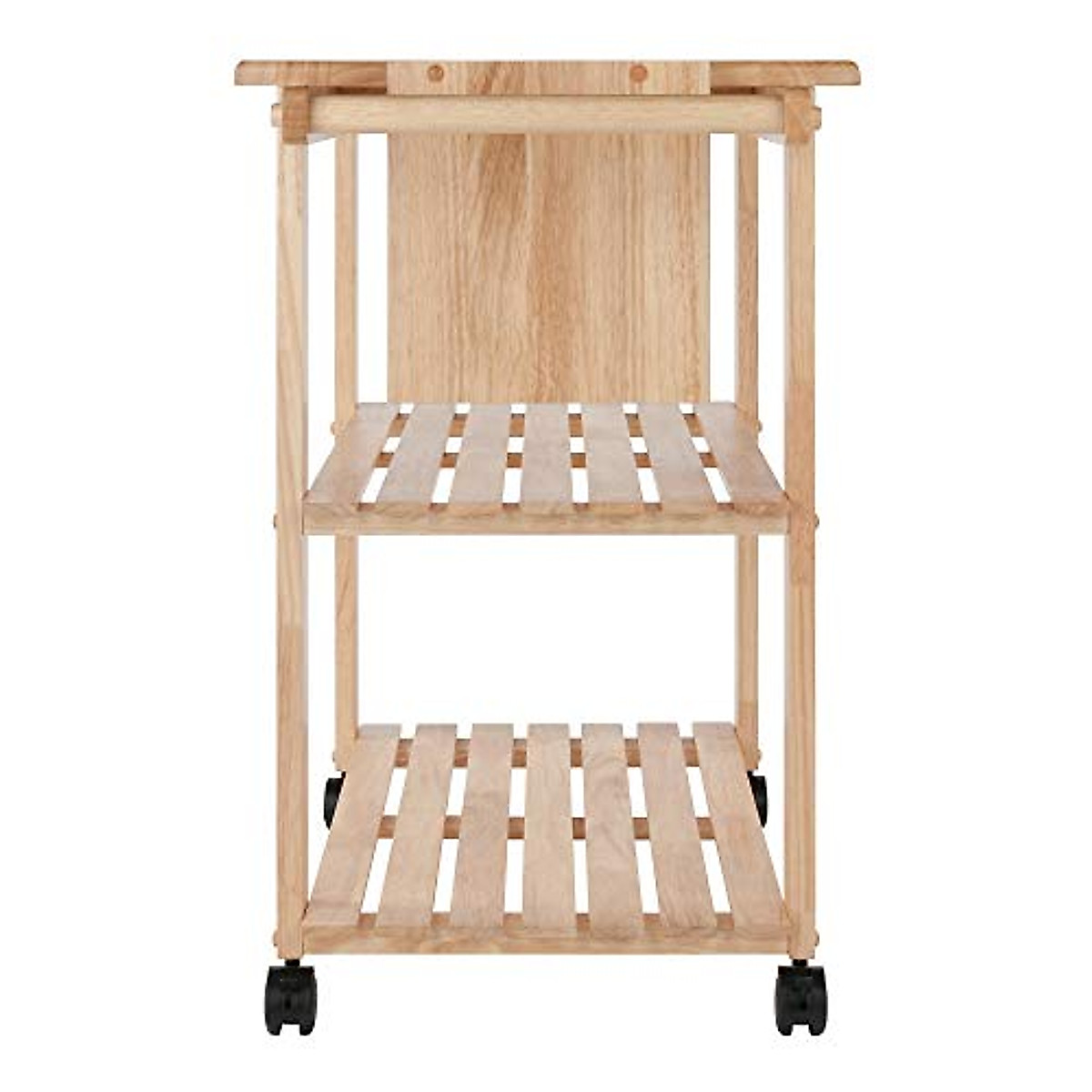 Winsome Wood Kitchen Cart With Cutting Board, Knife Block and Shelves, Beech