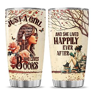 HUBUPU Just A Girl Books, Tumbler 20 Oz With Lid And Straw, Book Gifts