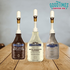 Good Times Coffee Co. Sauce Pump Dispenser for Ghirardelli Bottles, Fits 87.3 to 90.4 Ounce Bottles