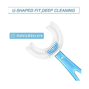 4 Piece Rounded U-Shaped Toothbrush for Kids- Soft and Gentle Silicone Material-Great and Gentle for Children's Teeth- Manual Brush- Teeth Cleaning Product- Easy to use, Pink and Blue