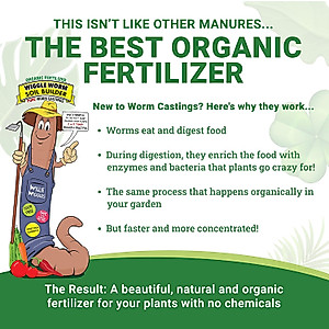 Wiggle Worm 100% Pure Organic Worm Castings, 30 Pounds - Organic Fertilizer for Houseplants, Vegetables, and More – OMRI-Listed Earthworm Castings to Help Improve Soil Fertility and Aeration