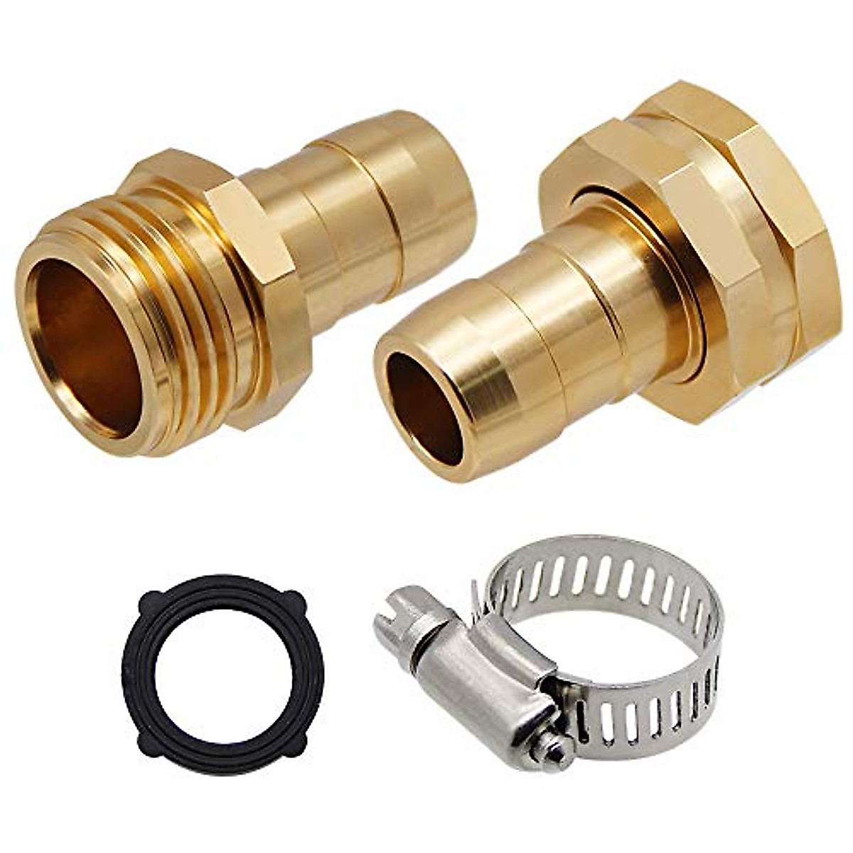 Lifynste Garden Hose Repair Connector with Clamps, Male and Female Garden Hose Fitting, 2 Set