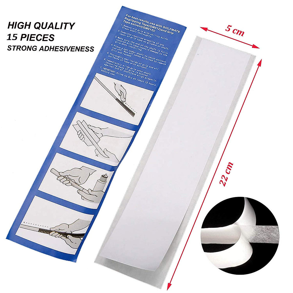 Amy Sport Golf Club Regripping Kit Tape Strips Hook Blade Rubber Vise Clamp, Quality Double Sided Adhesive Knife Remover Tool for Irons Putters (15 Pcs Golf Club Regrip Tape)