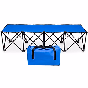 Crown Sporting Goods 6-Foot Portable Folding 4 Seat Bench with Carry Bag – Great Team Bench for Soccer & Football Sidelines, Tailgating, Camping & Events, Black
