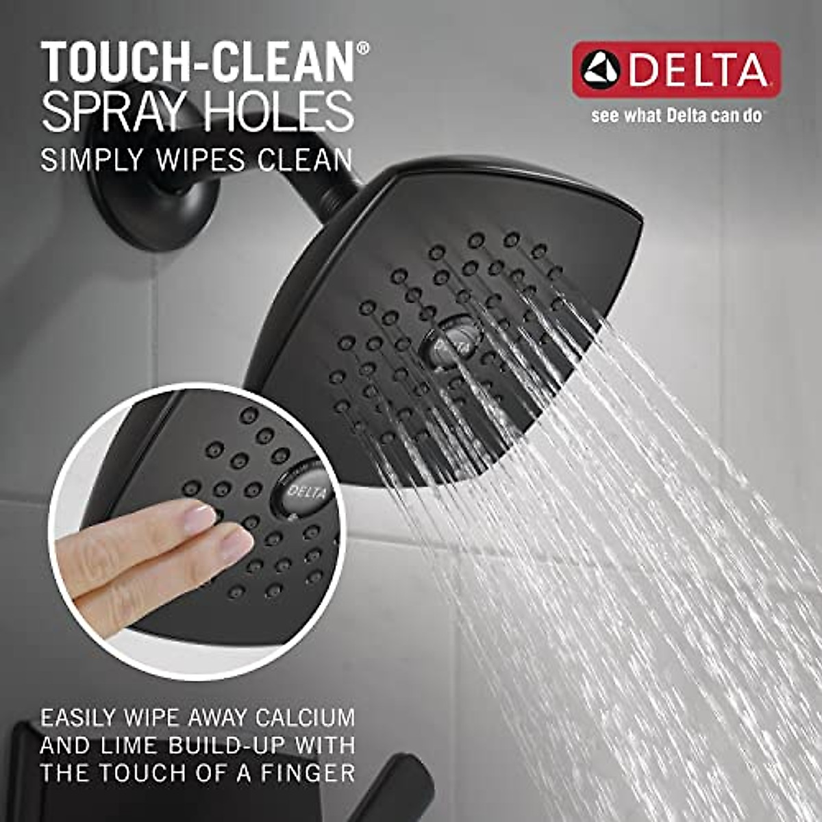 Delta Faucet Ashlyn 14 Series Matte Black Shower Faucet, Delta Shower Trim Kit with Single-Spray Touch-Clean Matte Black Shower Head, Matte Black T14264-BL (Valve Not Included)