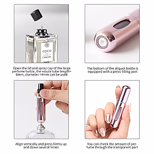 BeautyChen 4 Pack 5ml Portable Mini Refillable Perfume Atomizer Bottle Perfume Spray Empty Easy to Fill Scent Aftershave Pump Case Travel Outgoing Purse Multicolor