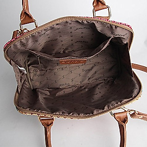 Signare Tapestry Hand & Shoulder Bag for Women |Fashionable Cross Body bag Purses for Woman |Satchel Bag for Women Girls Teen with Rainbow Zig-Zag Aztec Design | CONV-AZT