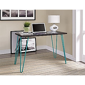 Ameriwood Home Owen Retro Desk, Espresso/Teal