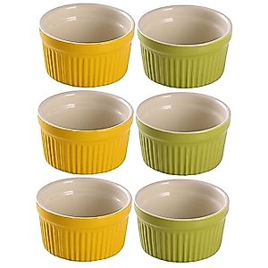 Balacoo 6 Pcs ceramic baking cup creme brulee ramekins porcelain ramekins Porcelain Dishes Oven Safe Round oven bowl Small Baking Bowl mini oven Kitchen Bowl breakfast bakeware ceramics