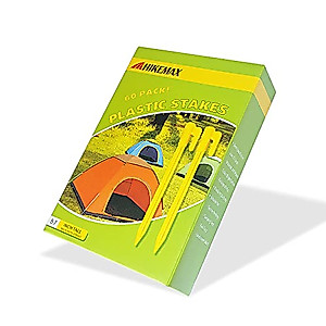 Hikemax 60 Pack Plastic Tent Pegs Garden Landscape Stakes 5.7 Inch for Anchoring Garden Netting, Camping Tents, Rain Tarps and Landscape Fabric Lawn Edging