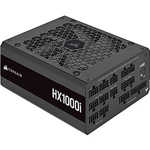 Corsair HX1000i, HXi Series, 80 PLUS Platinum Fully Modular Ultra-Low Noise ATX Digital Power Supply (Triple EPS12V Connectors, 140mm Fluid Dynamic Bearing Fan, Zero RPM Fan Mode) Black