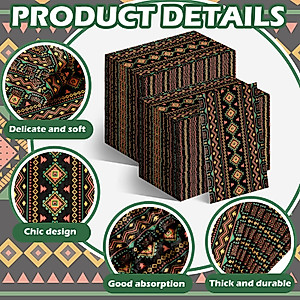 Kosiz 200 Pieces Disposable African Hand Towels African Guest Paper Towels Vintage Pattern Guests Paper Napkins Decorative Napkins for Bathroom Kitchen Room Birthday Graduation Holiday Party