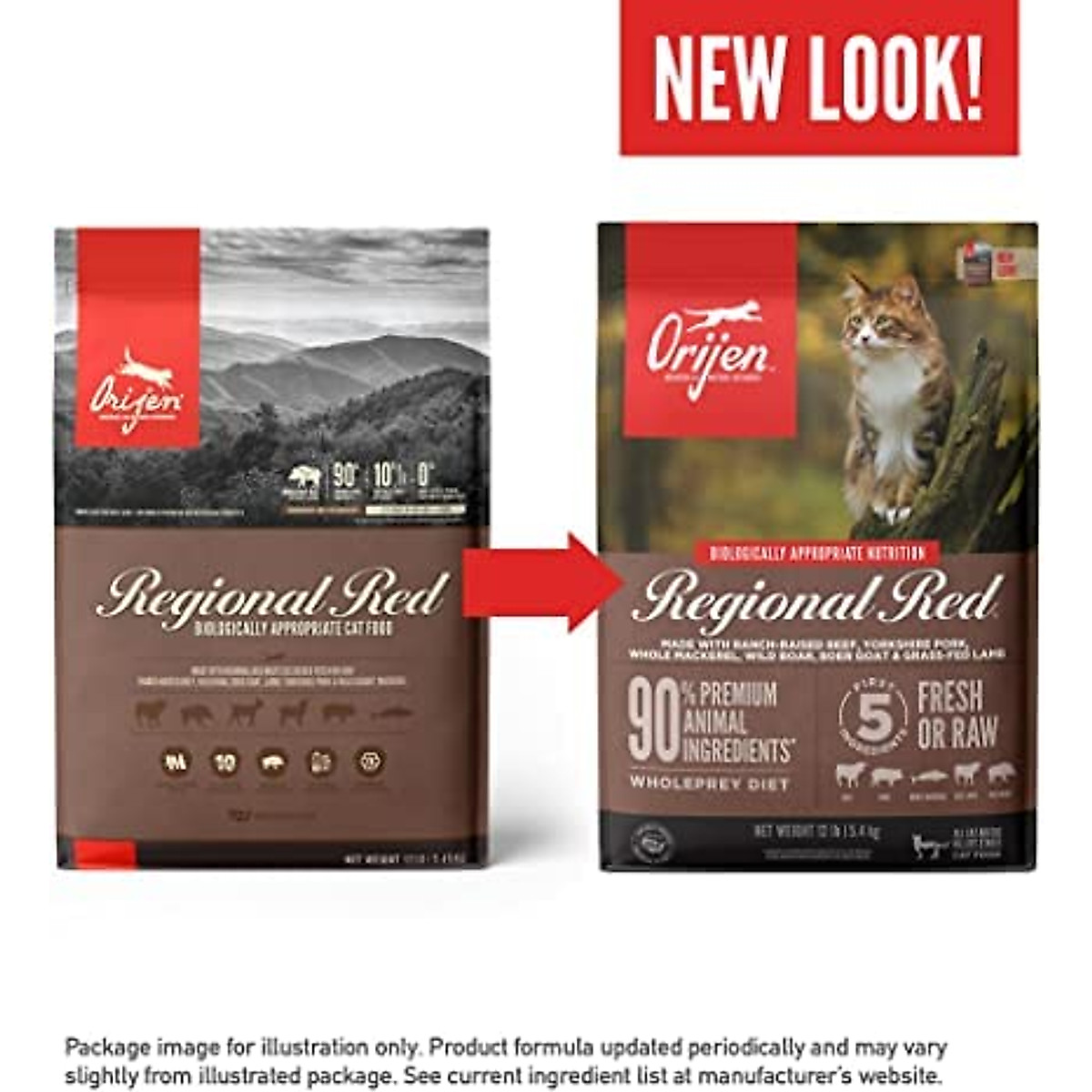 Orijen 2 Pack of Regional Red Biologically Appropriate Cat Food, 4 Pounds Each, Grain-Free, Made in The USA