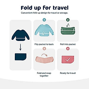 Tiny Twinkle Mess Proof Baby Bib, Cute Full Sleeve Bib Outfit, Waterproof Bibs for Toddlers, Machine Washable, Tug Proof Closure, Baby Smock for Eating, Long Sleeve (Cowboy, Large 2-4 Years)