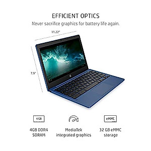 HP Chromebook 11-inch Laptop - MediaTek - MT8183 - 4 GB RAM - 32 GB eMMC Storage - 11.6-inch HD Display - with Chrome OS™ - (11a-na0030nr, 2020 model, Indigo Blue)