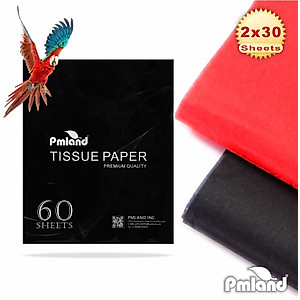 PMLAND Premium Quality Gift Wrapping Paper - Black and Red - 20 Inches x 26 Inches 60 Sheets