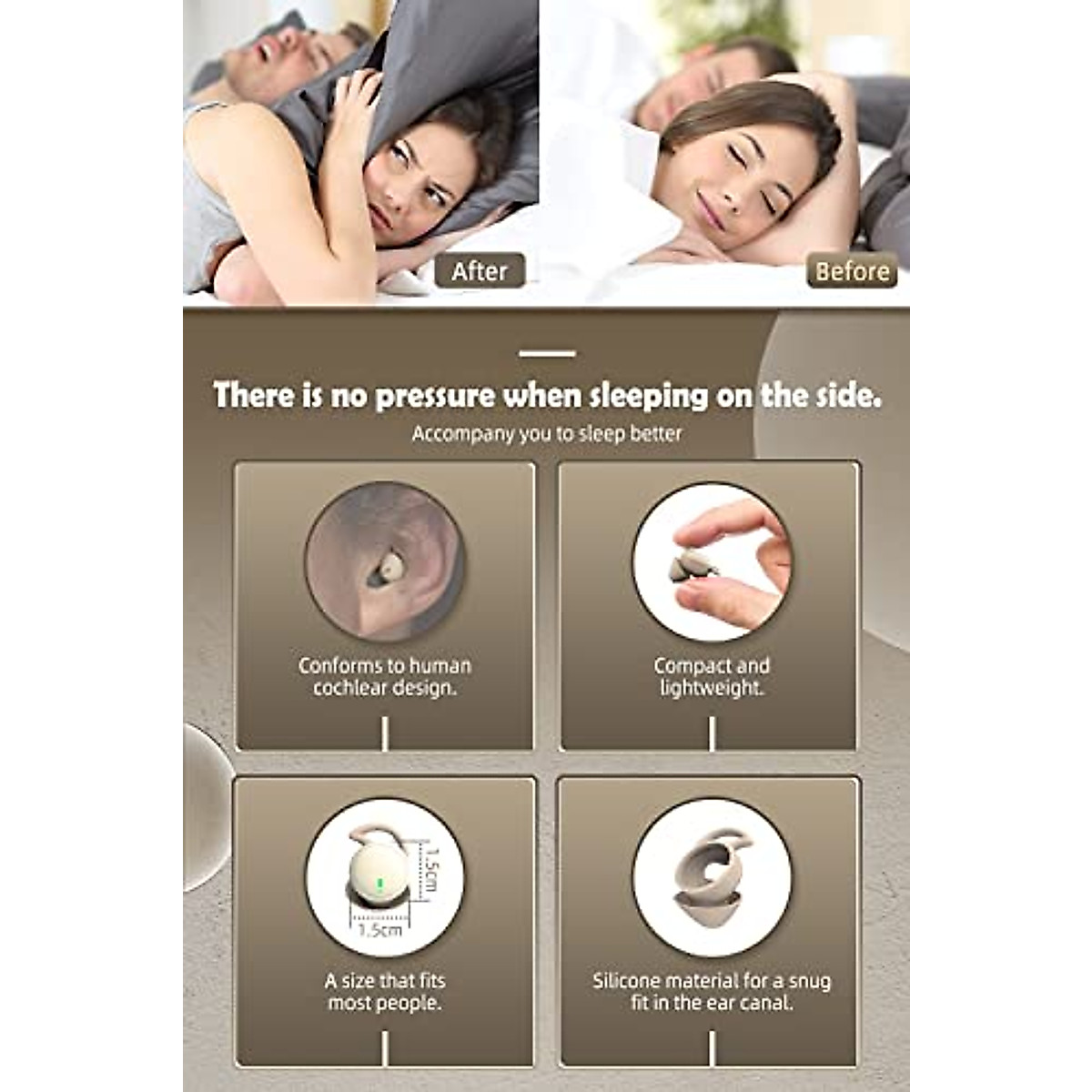 SZHTFX Sleep Earbuds Small Bluetooth Earbuds Mini Wireless Discreet Earbud for Music, Home, Work (Nude)