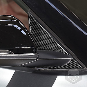 PJFUS Real Premium Carbon Fiber Car Window A-Pillar Triangle Panel Anti-Collision Cover Soft Sticker Compatible with Toyota Supra GR A90 A91 MK5 2019-2022 Auto Exterior Trim Accessories Black 4pcs