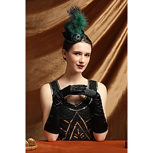 Comott Mini Top Hat Headband Fascinator Ostrich Feather Top Hat for Derby Tea Party