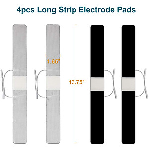 LotFancy TENS Unit Pads 1.65"x13.75", 4Pcs Electrode Pads Long Strip Shape, Tens Unit Replacement Pads for Electrotherapy