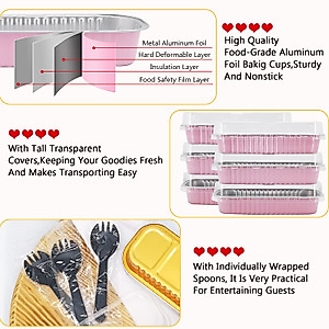 Cupcake Liners With Lids 150Pack,Pink Disposable Ramekins Baking Cups Muffin Tins Cupcake Cups