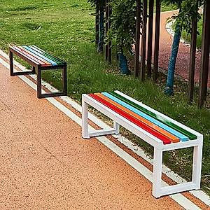 Lebolna Outdoor Garden Benches, 2-3 Person Seat Outdoor Backless Benches Weatherproof, Outside Patio Benches Park Bench with Slatted Seat,Metal Frame,880 lbs Capacity(39.5 inch, White)