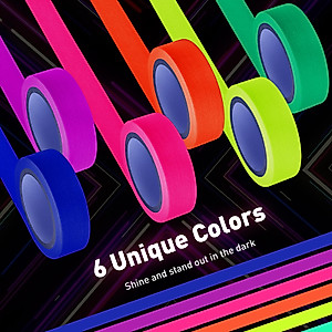 Bzeumk Glow in The Dark Tape, UV Blacklight Neon Tape Fluorescent Glow Tape in Black Light