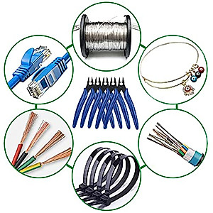 Asande 5Pcs Side Cutters Flush with Spring,Small Wire Cutters for Jewelry Making,Precision Wire Snips,Side Cutting Pliers,Zip Tie Cutter (Blue-5 Inches) Blue-5pcs