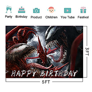 Superhero Backdrop for Birthday Party Decorations Background for Baby Shower Party Cake Table Decorations Supplies Venom Theme Banner 5x3ft