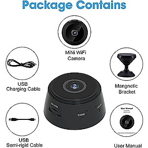 Aneekiti Mini Spy Camera Wireless WiFi Hidden Camera 1080P Full Hidden Cameras with Night Vision and Motion Detection Security Nanny Camera for Outdoor Home Office1 black