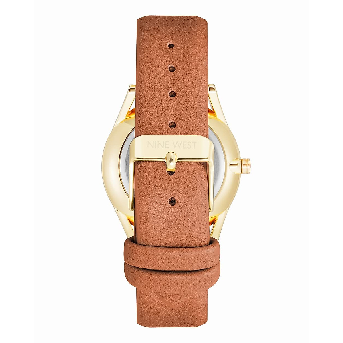 Nine West Women's Japanese Quartz Dress Watch with Faux Leather Strap, Brown, 18 (Model: NW/1994CHHY)