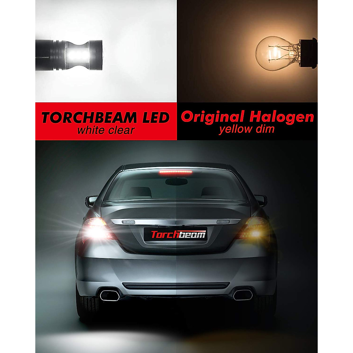 Torchbeam 3157 LED Light Bulbs 3600 Lumens with Projector Error-free For Reverse Back Up Lights DRL Brake Lights Fit 3156 3057 3056 4157 6500K Xenon White（Pack of 2）