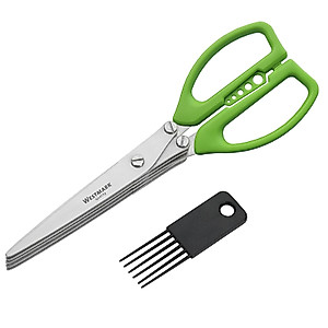 Westmark Germany Stainless Steel 5-Blade Herb Scissors with Cleaning Comb (Green)