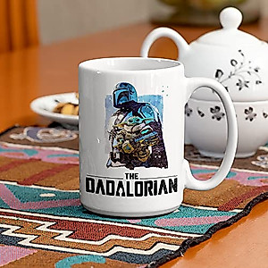 The Mandalorian Mug, The Child Grogu, Dadalorian, Father's Day Gift, Best Gifts For Dad, Dad Mug, Cool Gifts for Men, Ceramic Coffee Mug - White (15 Ounces)