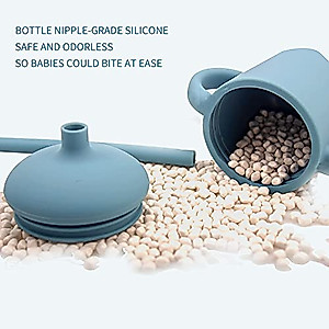 Toddler Cup, Silicone Training Cup Sippy Cup with Straw, Spill Proof and Non-Slip Handles, NO BPA, Unbreakable, Trainer Cup for Babies Toddlers and Infants, 5 oz, 2 Count, Grey-blue, Pink