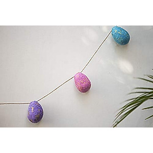 De Kulture Handmade Premium Wool Felt Easter Stuffed Egg Garland Eco Friendly Eastertide Wall Hanging Home Office Wedding Party Holiday Decoration Banner |48 Inch