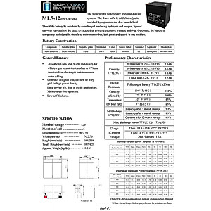 Mighty Max Battery 12V 5Ah Replaces 12v 4ah Alarm System Back Up Vista 20P ADT