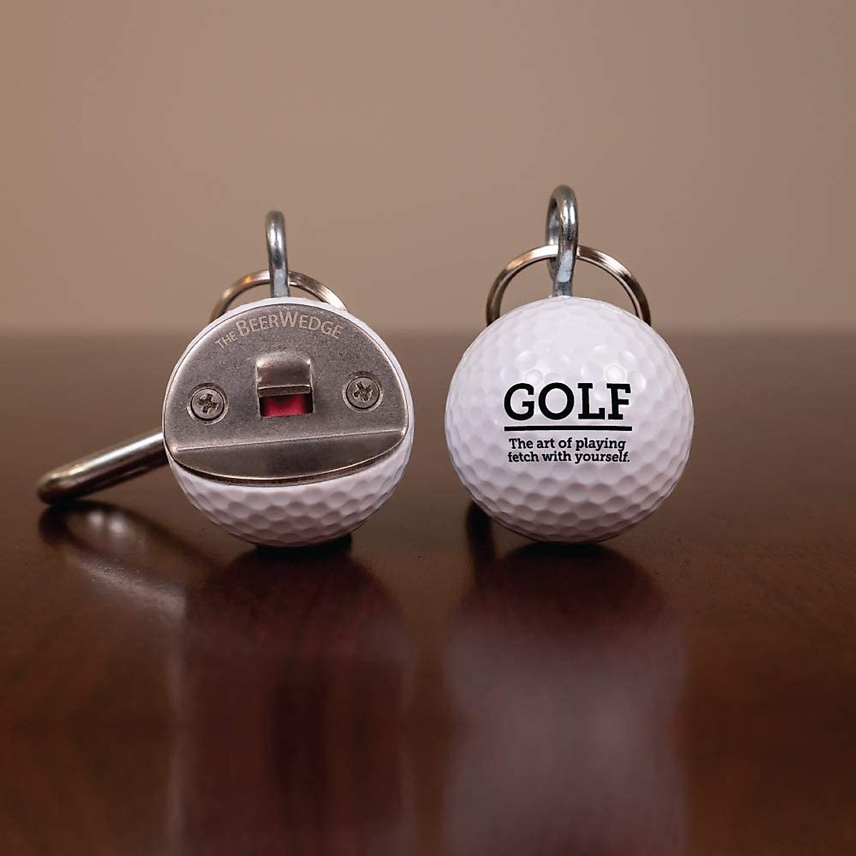Golfer Gift, Bottle Opener from Real Golf Ball, The BeerWedge, FETCH", Keychain for Bag, Golf Novelty