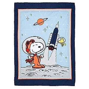 Bedtime Originals Astronaut Snoopy 4-Piece Navy/Blue Space Toddler Bedding Set