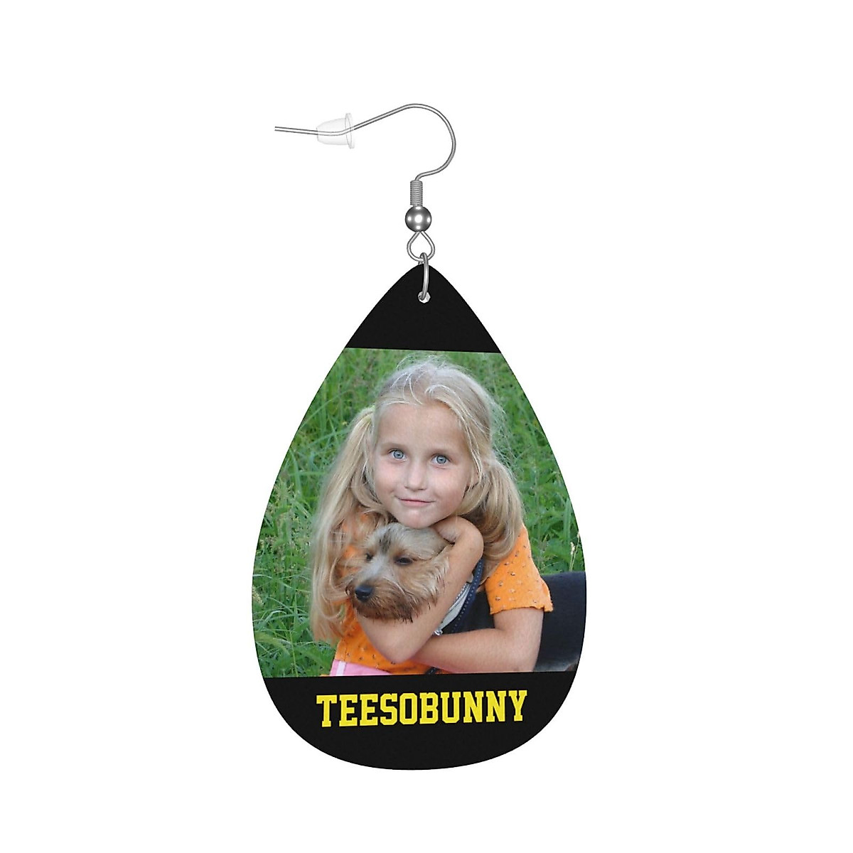 Teesobunny Custom Earrings, Personalized Leather Dangle Earrings Add Your Image Text For Women Girls Anniversary Wedding Christmas Birthday Gift, One Size