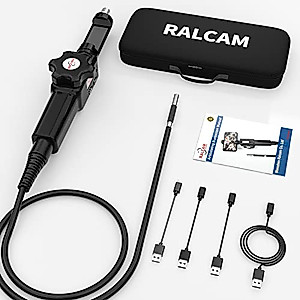 Articulating Borescope with 8 Adjustable LED Light, Ralcam 8.5mm/0.33inch Borescope Inspection Camera with Two-Way Articulated Head,HD 1080P Endoscope Automotive Scope for Smartphone&iPhone