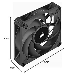 Corsair AF120 Elite, High-Performance 120mm PWM Fluid Dynamic Bearing Fan with AirGuide Technology (Low-Noise, Zero RPM Mode Support) Single Pack - Black