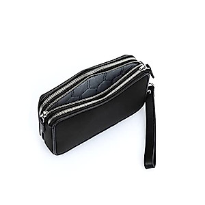 TUMI Black Chrome Triple Zip Clutch