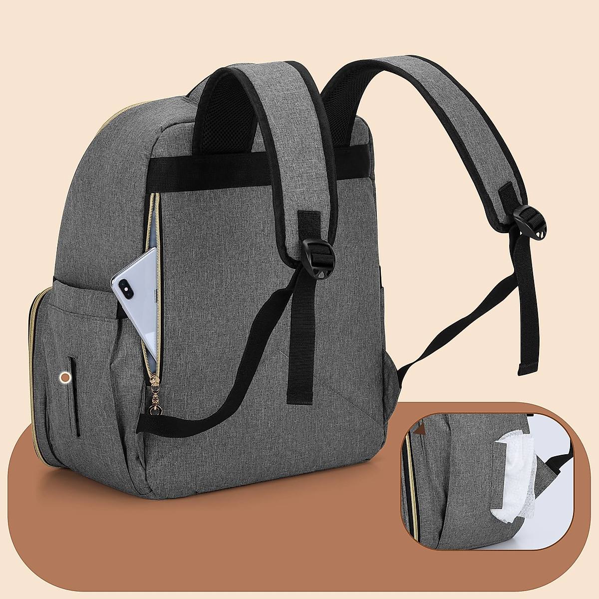 BAFASO Breast Pump Bag with Laptop Sleeve, Breast Pump Backpack Compatible with Spectra S1, S2 and Most Breast Pump Brands (Bag Only), Gray