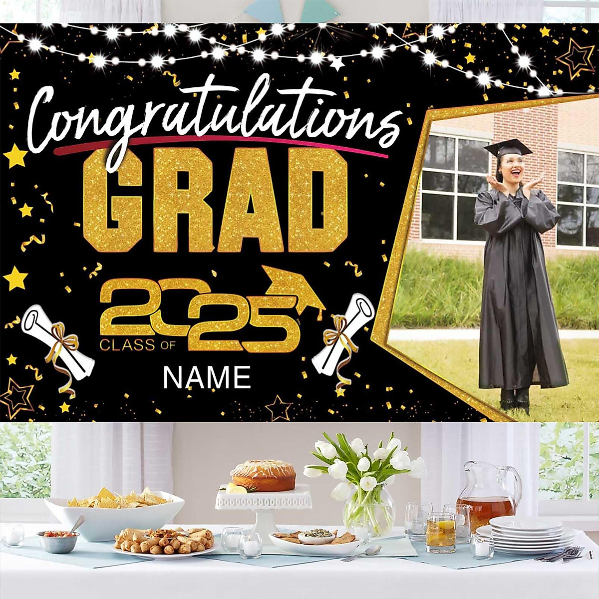 Custom Graduation Party Decorations 2023 - Personalization Large Congrats Grad Banner -Graduation Backdrop Banner Blue(Blue)