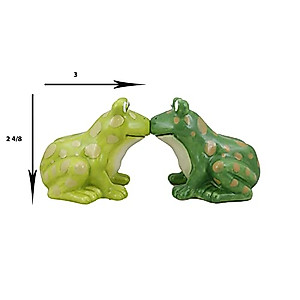 Set Of 1 Green Tree Frogs Toads Kissing Ceramic Salt And Pepper Shakers