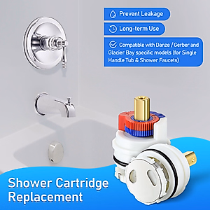 Dreyoo Square Stem Washerless Cartridge Replacement for DA603566, Shower Cartridge Compatible with Danze and Glacier Bay Single Handle Tub/Shower Faucets with Temperature Limit Stops