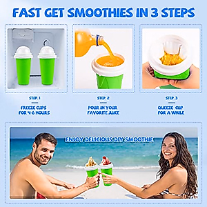 Slushy Maker Cup, TIK TOK Magic Quick Frozen Smoothies Cup, Portable Double Layer Slushy Maker Cup, Slushie Machine with Straw and Spoon, Ice Cream Maker for Kids and Family(Green)